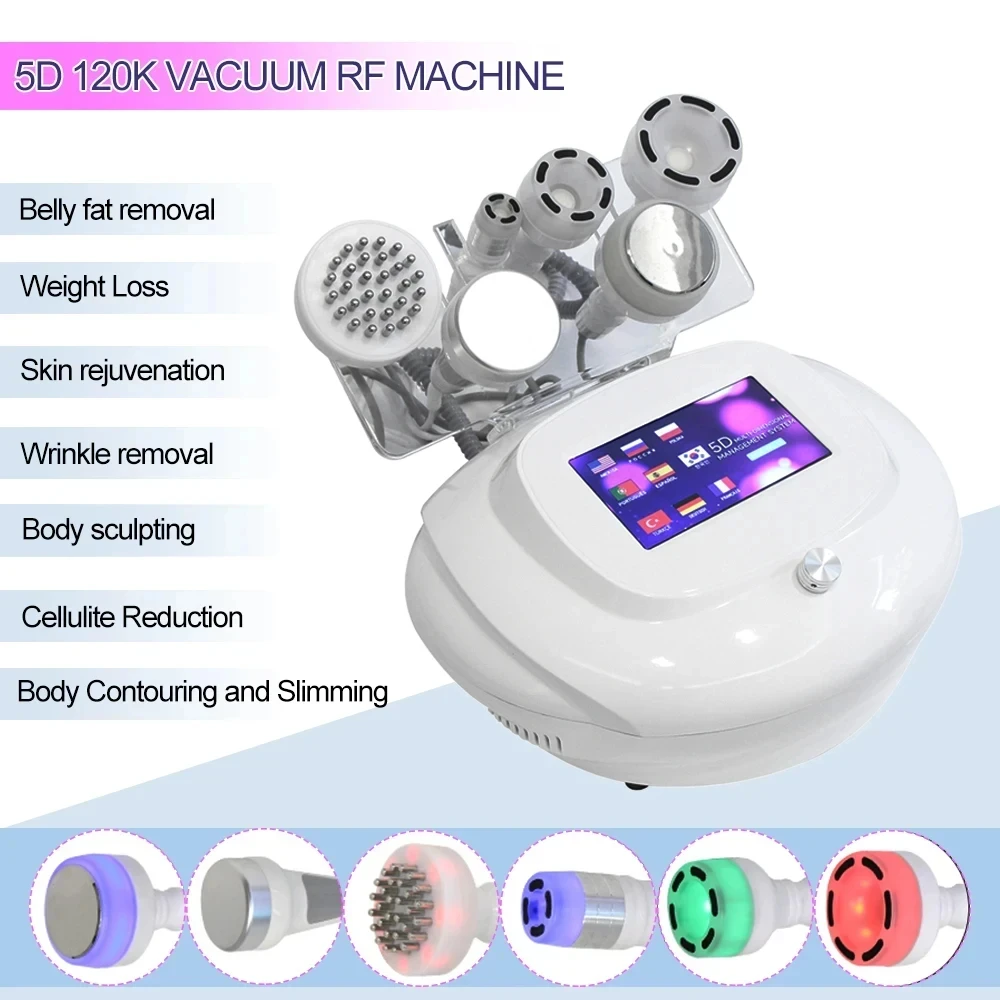 Newest 5D 120K Vacuum RF Slimming Machine 6 in 1 Ultrasonic Cavitation ...