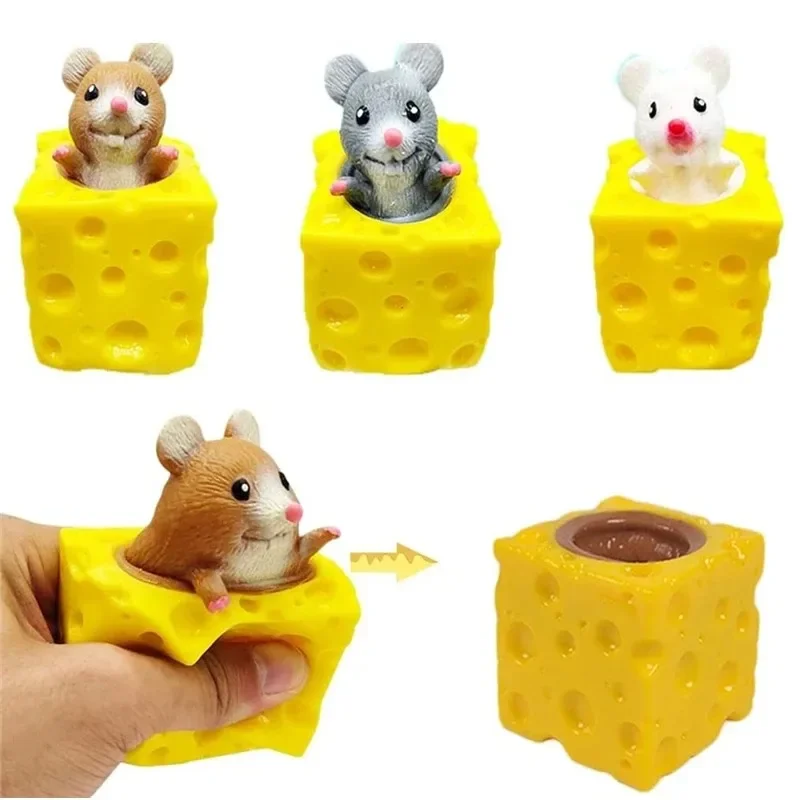 Pop-Up-Funny-Mouse-And-Cheese-Block-Squeeze-Anti-Stress-Toy-Hide-And ...