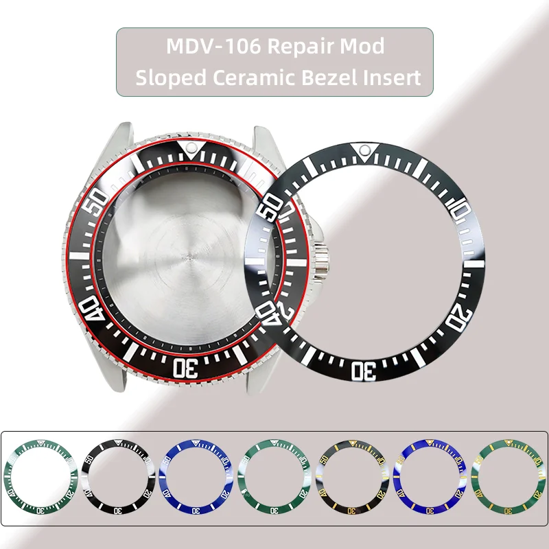 For CASIO MDV-106 Sloped Ceramic Bezel Insert 12H Pearl-Marker MDV106 ...