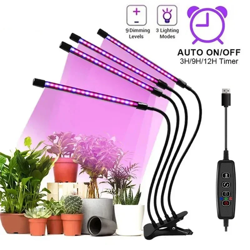Blue-Red-LED-Grow-Light-USB-Full-Spectrum-Phyto-Lamp-Clip-on-Timer ...