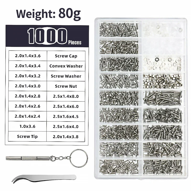 1000PCS-Box-Glasses-Watch-Phillips-Repair-Screws-Nuts-Kit-Box-Home ...