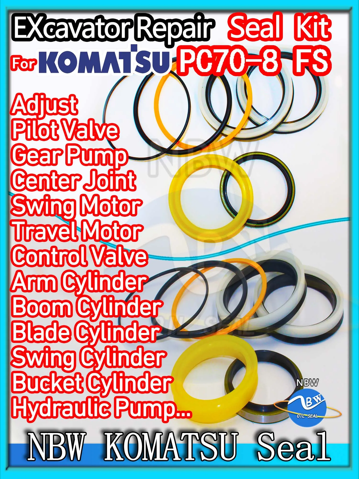 For-KOMATSU-PC70-8-FS-Excavator-Oil-Seal-Kit-High-Quality-Repair-PC70-8 ...