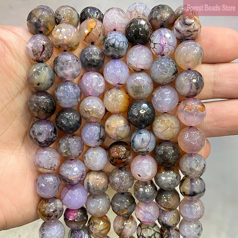 Natural Stone Gray Dream Fire Dragon Veins Agates Beads Jewelry Making ...