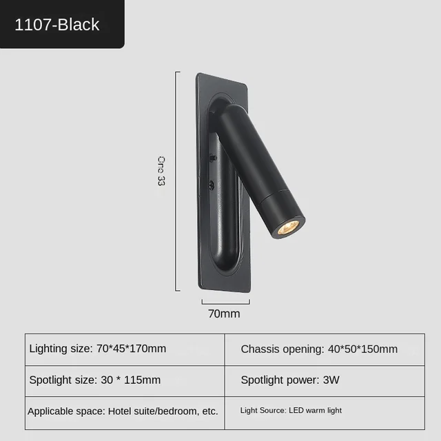 110-240V led wall lighting push switch wall ressessed install bedside ...