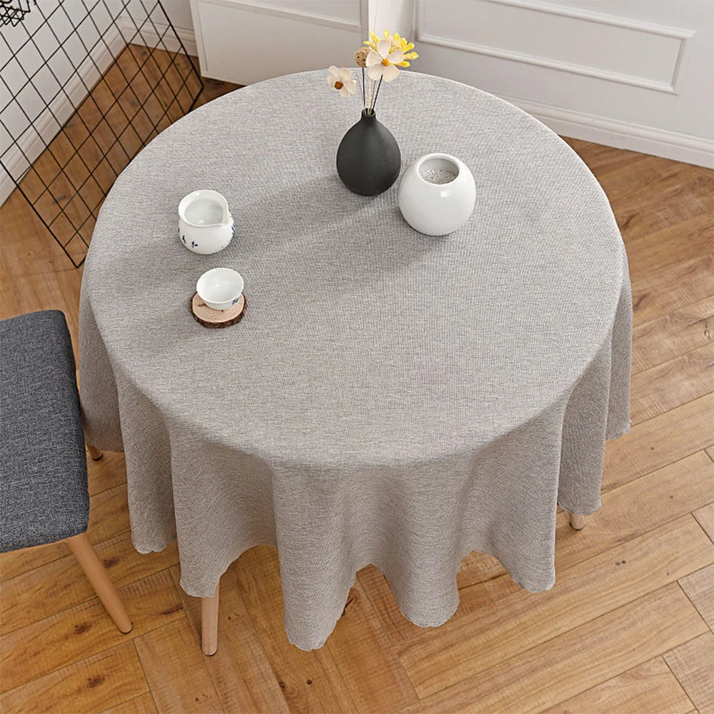 Round Tablecloth Khaki Table Cover Cotton Linen Table Cloth For Hotel Banquet Birthday Party ...
