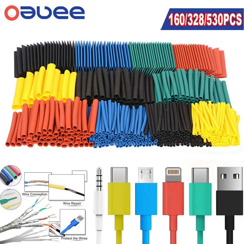 ACCESSOIRES POUR CABLE,164pcs--gaine isolante en Polyolefin ...