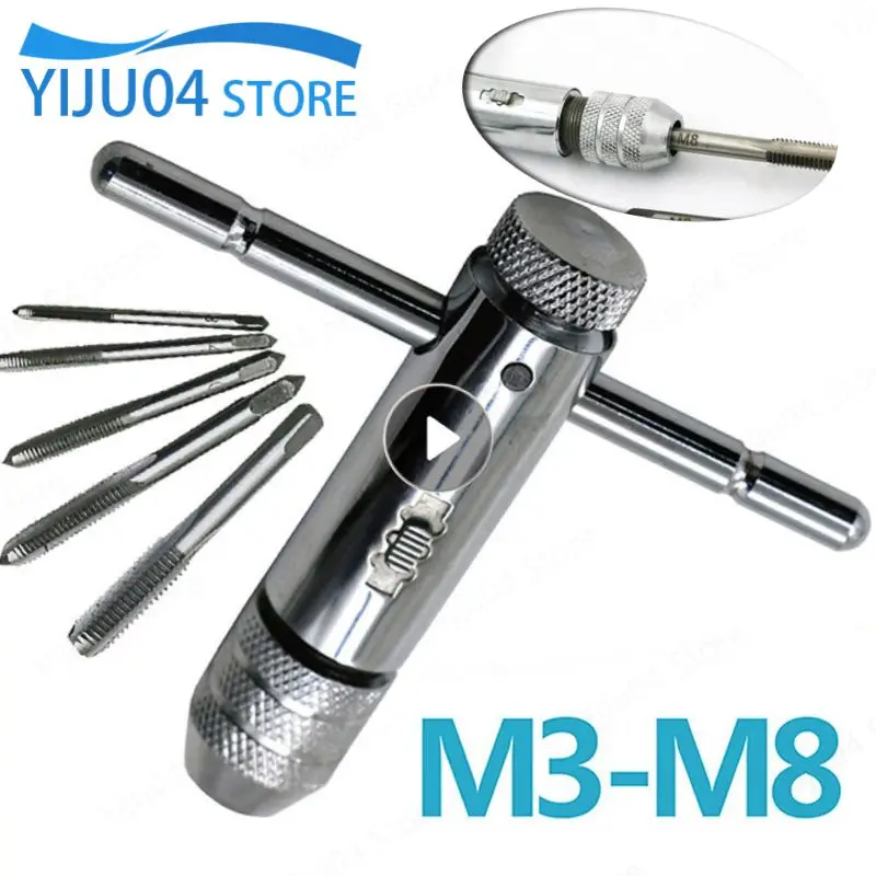Adjustable-T-Handle-Ratchet-Tap-Reamer-Hand-Manual-Holder-Wrench-M3-M4 ...