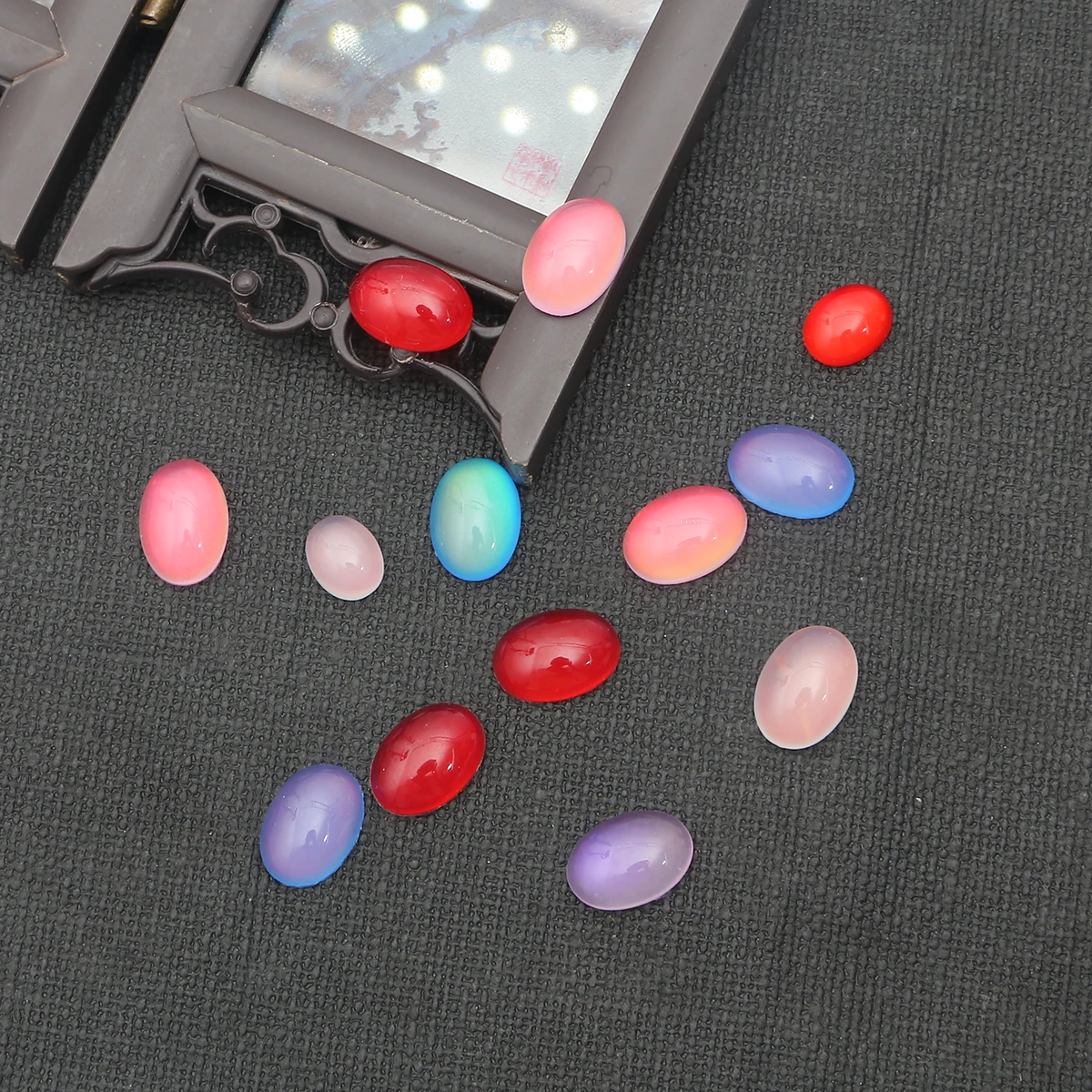 10Pcs 8x10/10x14mm Oval Flat Back Beads Spacer Blue Pink Red White ...