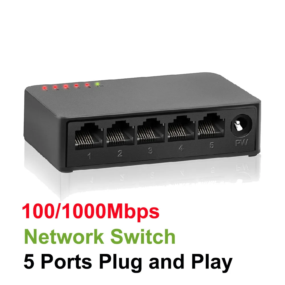 Network-Switch-Mini-5Ports-Switch-Ethernet-1000Mbps-100Mbps-Gigabit ...