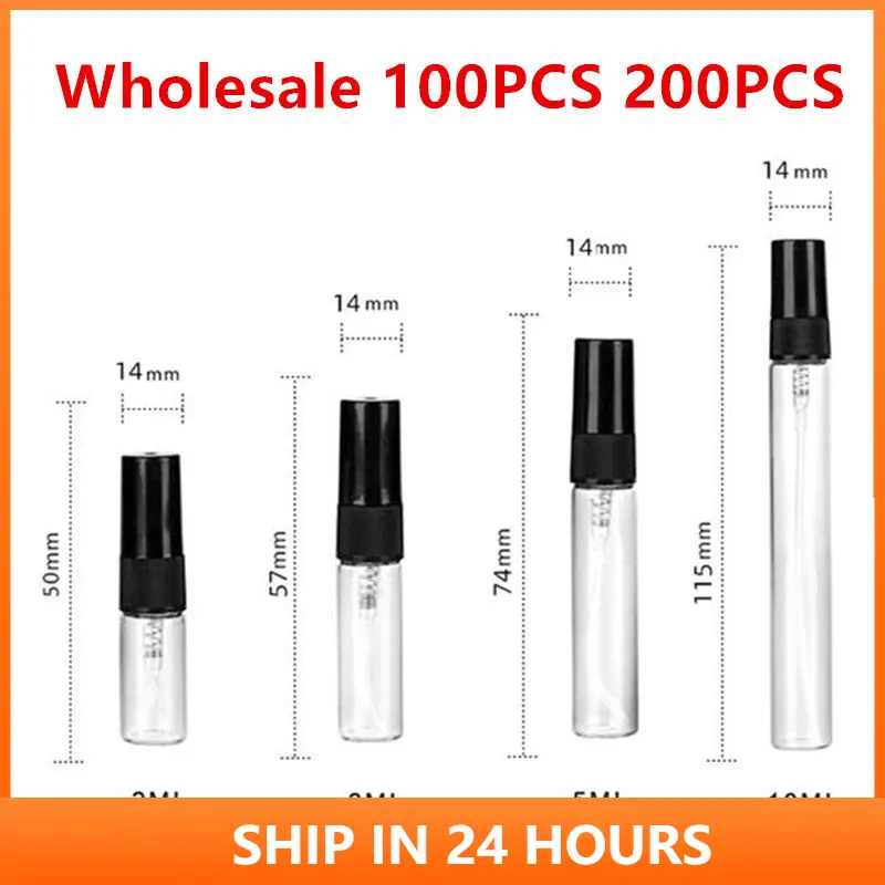 Hot-50-100-200PCS-5ML-10ML-Black-Clear-Mini-Perfume-Glass-Bottle-Empty ...