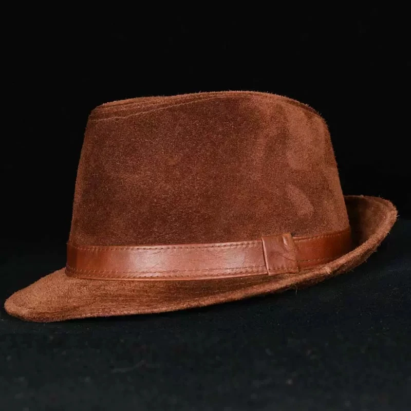 Genuine-Leather-Gentleman-Top-Hat-For-Men-Britain-Winter-Nubuck-Suede ...