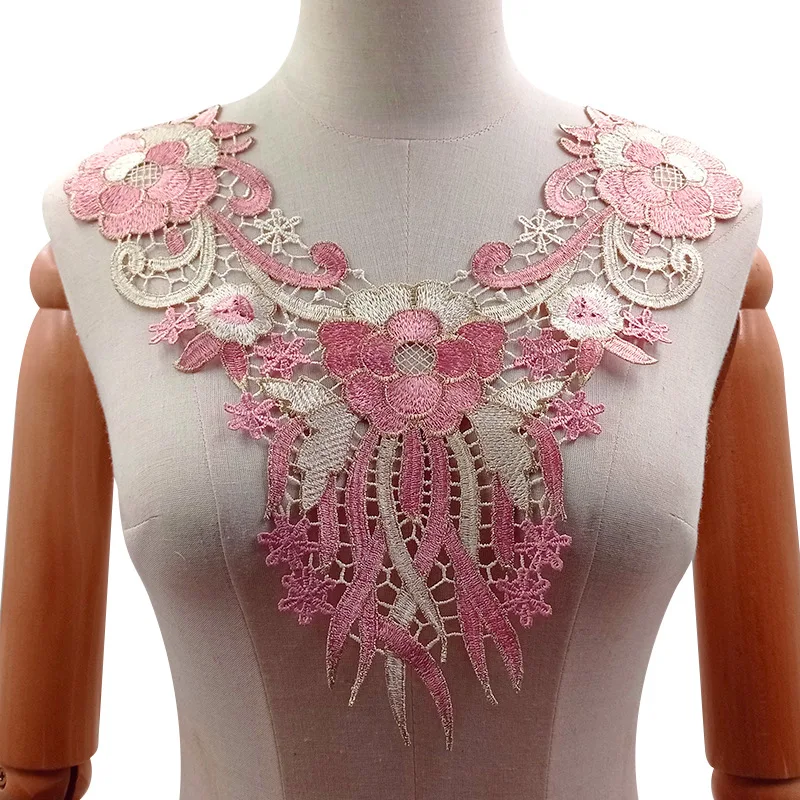 5-p-s-rosa-marrom-la-o-decote-colar-tecido-bordado-diy-costura-decora-o ...