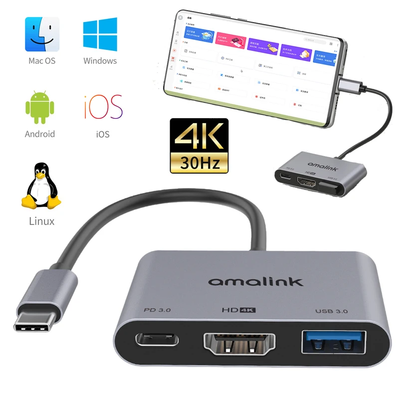4K @ 30Hz Multi Function Dock Station USB 3.0อะแดปเตอร์สำหรับ Mac OS ...