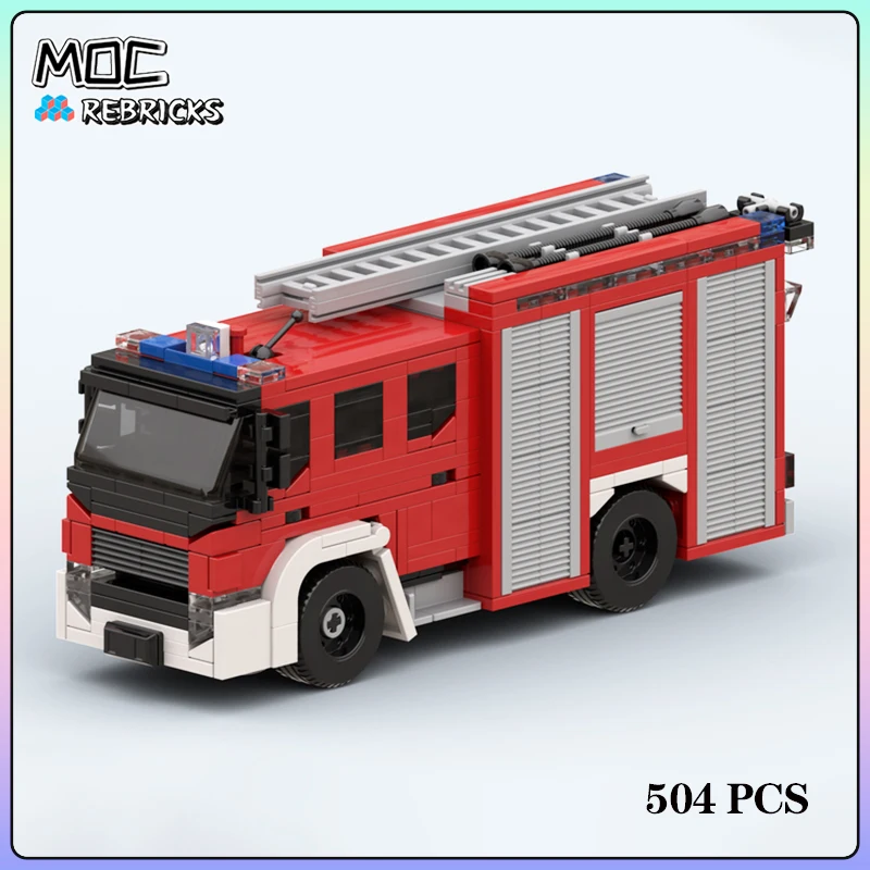 City-Series-MOC-Bricks-Red-Fire-Engine-Building-Block-Model-Kits-DIY ...