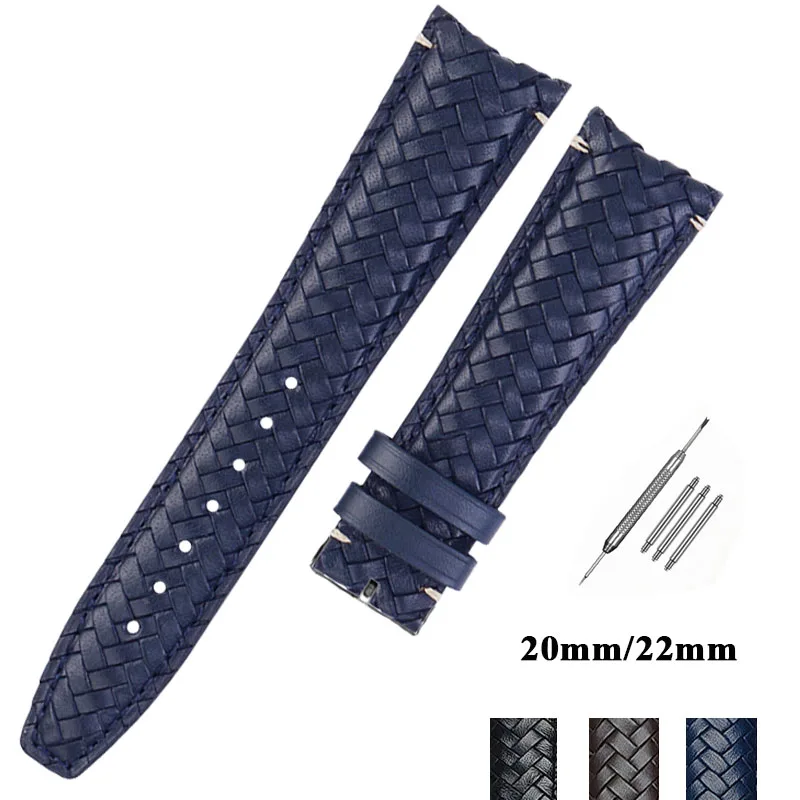 20mm-22mm-Leather-Braided-Watch-Strap-for-IWC-Wrist-Band-Curved-End ...