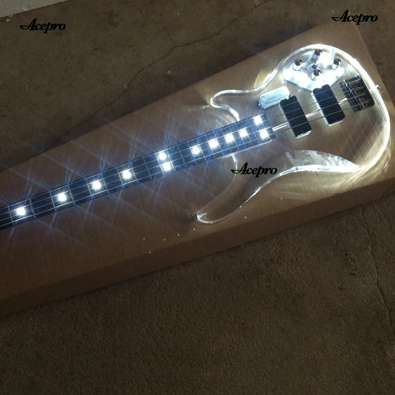 in-Stock-4-String-Electric-Bass-Guitar-White-LEDs-Light-Clear-Acrylic ...