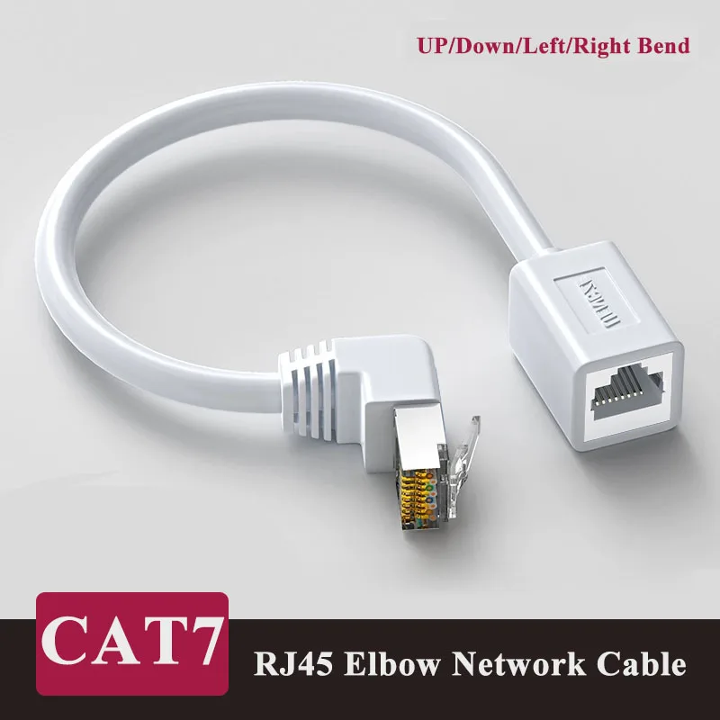 RJ45 CAT7 Network Connector Wire 10 Gigabit Elbow Computers Broadband ...