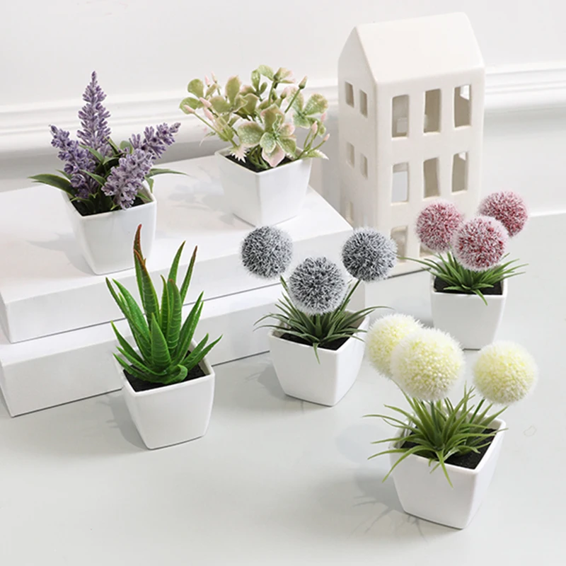 Juego de 6 macetas para decoración del hogar, Mini Planta Artificial de ...
