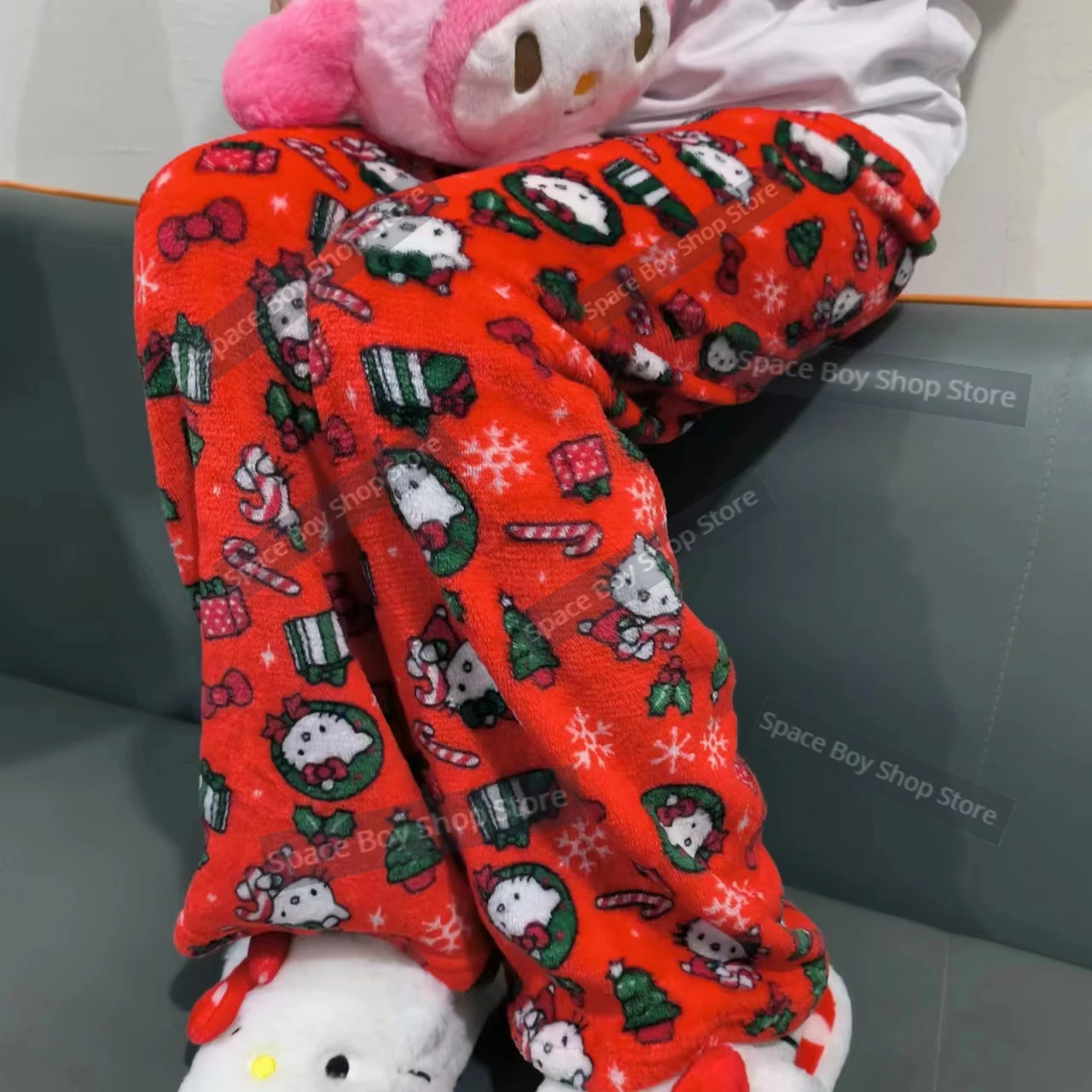 Kerst-Dikker-Hello-Kitty-Pyjama-Broek-Sanrio-Anime-Fleece-Dubbele ...