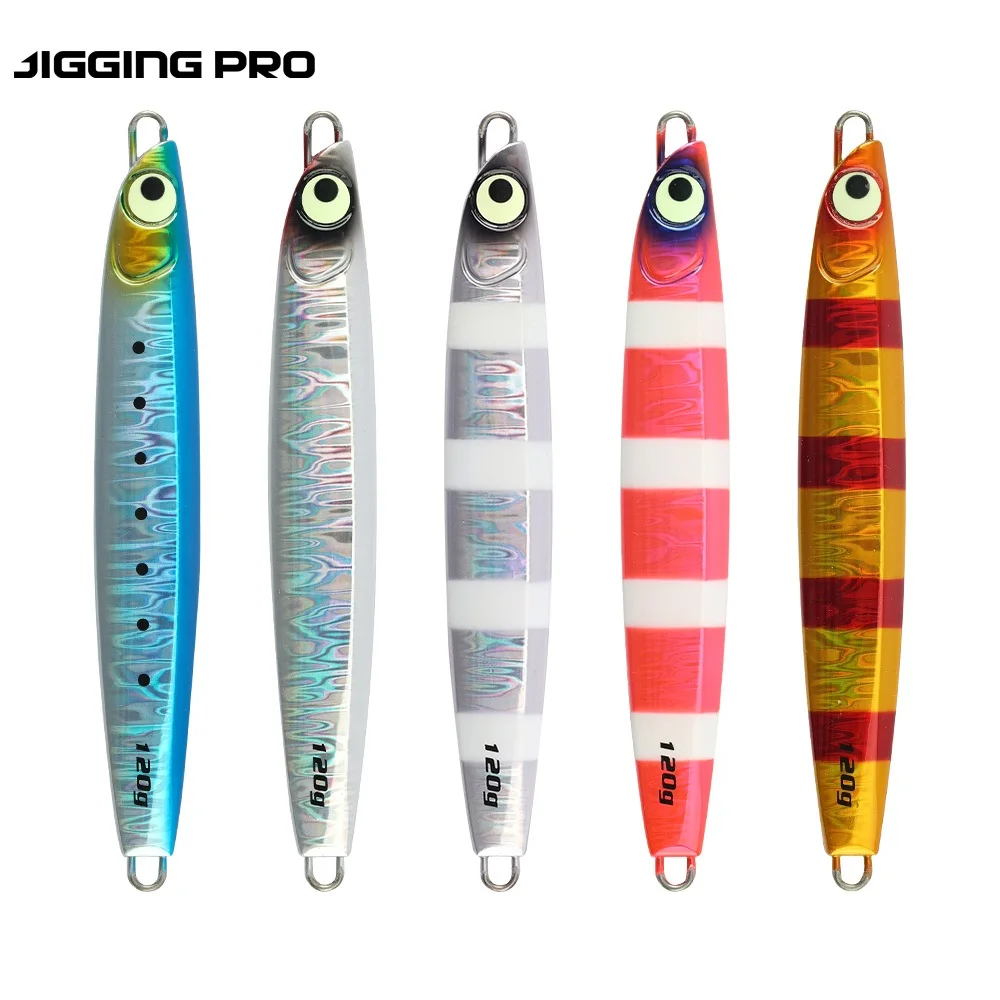 JIGGING PRO 60g 80g 100g 120g 160g Jigging Lure Salterwater Metal Jig Slow Fall Luminous Fishing ...