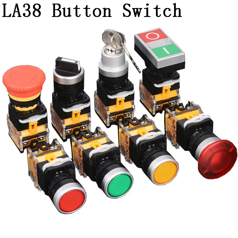 22mm-LA38-Round-power-button-switch-1NO-1NC-instantaneous-button-switch ...