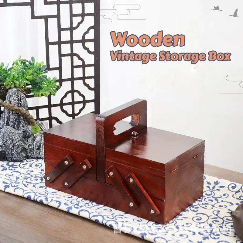 Portable-Foldable-Wooden-Sewing-Box-Compartments-Thread-Stitching-Sew ...