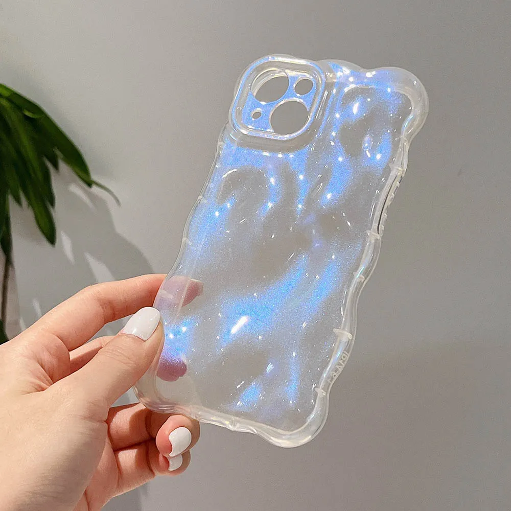 Transparent Bubbles Shape Curly capa for iPhone 17 Air 13 14 12 Pro Max ...