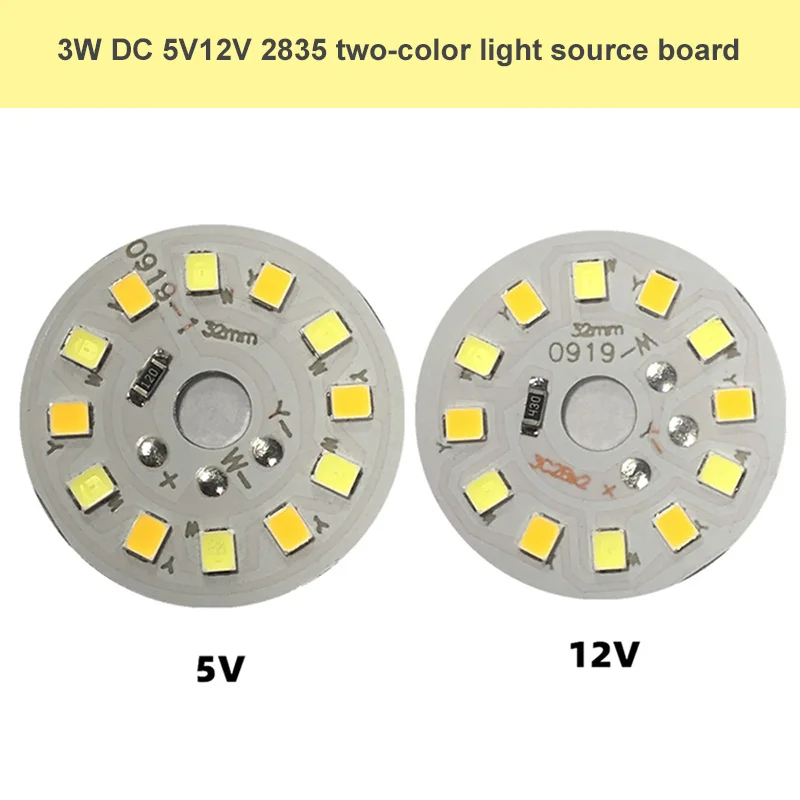 1 /5/10PCS 3W 2835 Lamp Beads DC5V 12V LED Light Board Two-color Light ...