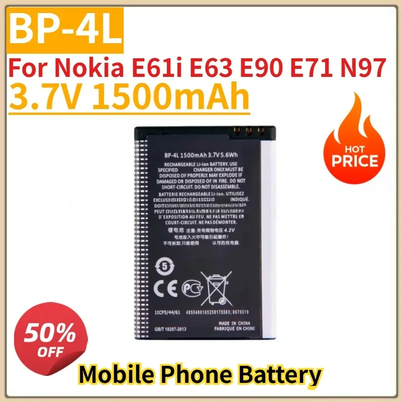 High Quality New 3.7V 1500mAh BP-4L Mobile Phone Battery for Nokia E61i ...