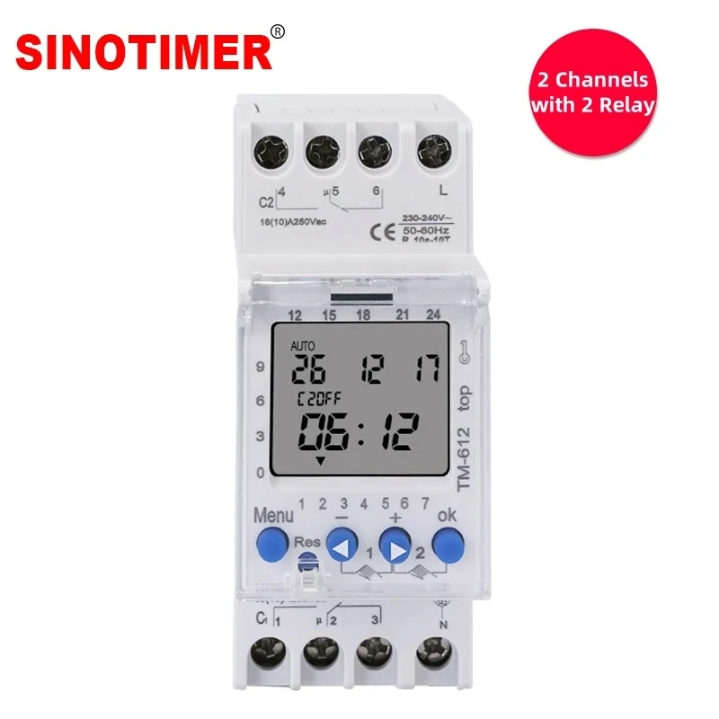 2 Channels Big LCD Display Timer Switch 7 Days Programmable 24hrs Time ...