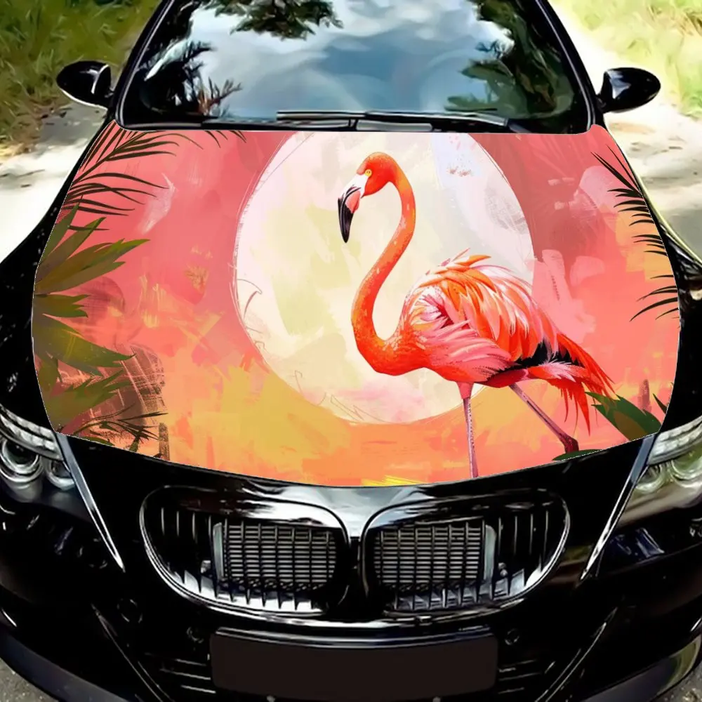Full-Moon-Flamingo-Print-Car-Hood-Wrap-Color-Vinyl-Sticker-Truck ...
