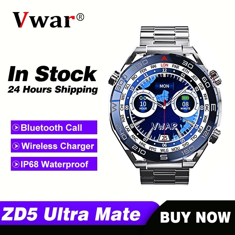 Vwar reloj inteligente ZD5 Ultra Mate para hombre, accesorio de pulsera resistente al agua IP68 ...