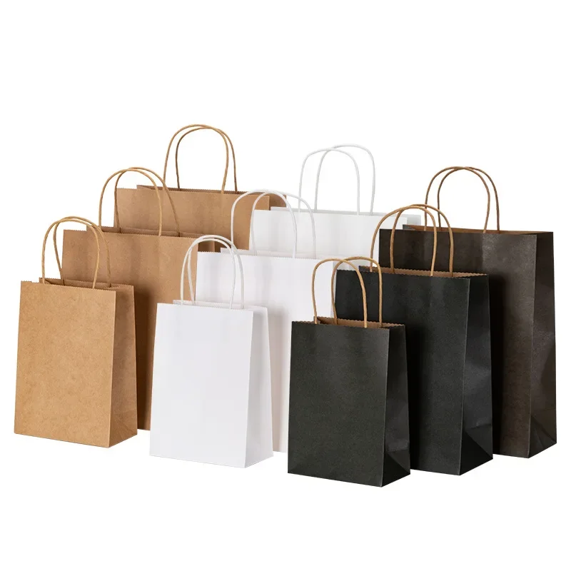 10-20-30-40-50pcs-lot-Kraft-Paper-Bag-with-Handles-Gift-Packing-Bags ...