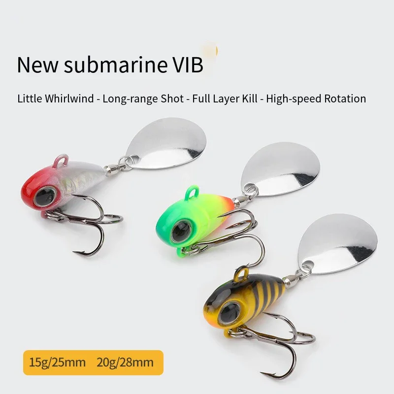 Wobble Rotating Metal VIB Vibration Bait Spinner Spoon Jig Fishing ...