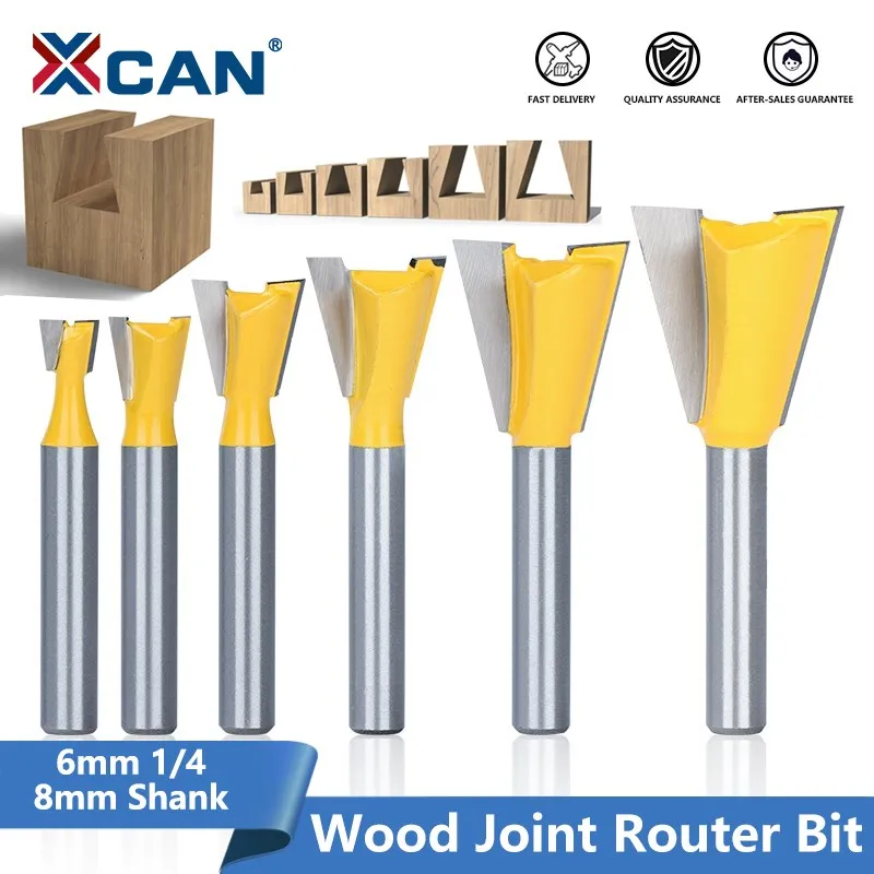 XCAN-Dovetail-Joint-Router-Bit-6mm-1-4-8mm-Shank-14-Degrees-Woodworking ...