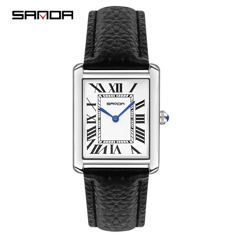 Sanda-Rectangular-Wrist-Watches-Women-Man-Unsex-Silver-Case-Luxury-Top ...