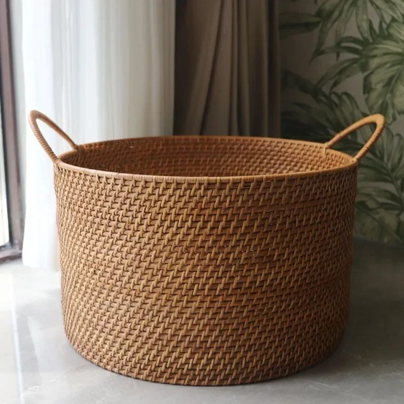 Nordic-Rattan-Laundry-Hamper-Large-Capacity-Sundry-Toy-Storage-Basket ...
