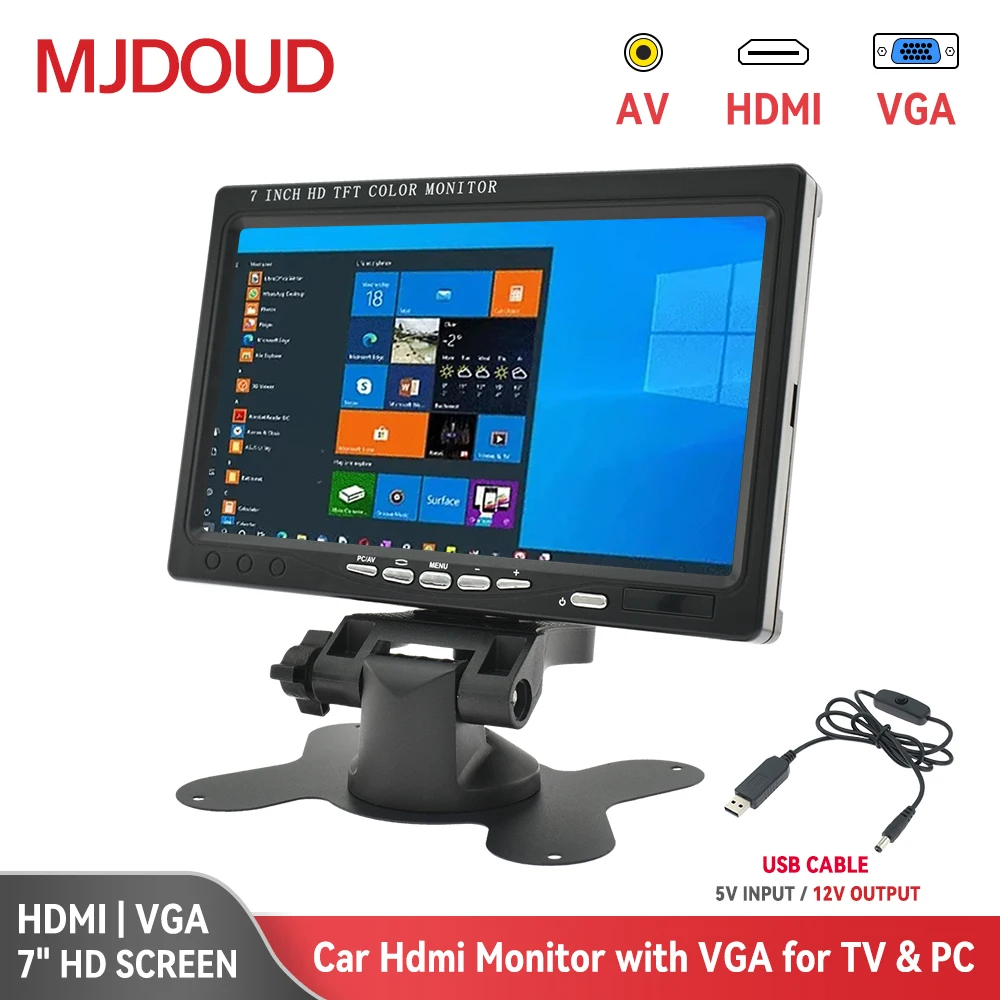MJDOUD-7-Inch-Car-Hdmi-Monitor-for-TV-PC-Computer-with-VGA-Display-Home ...