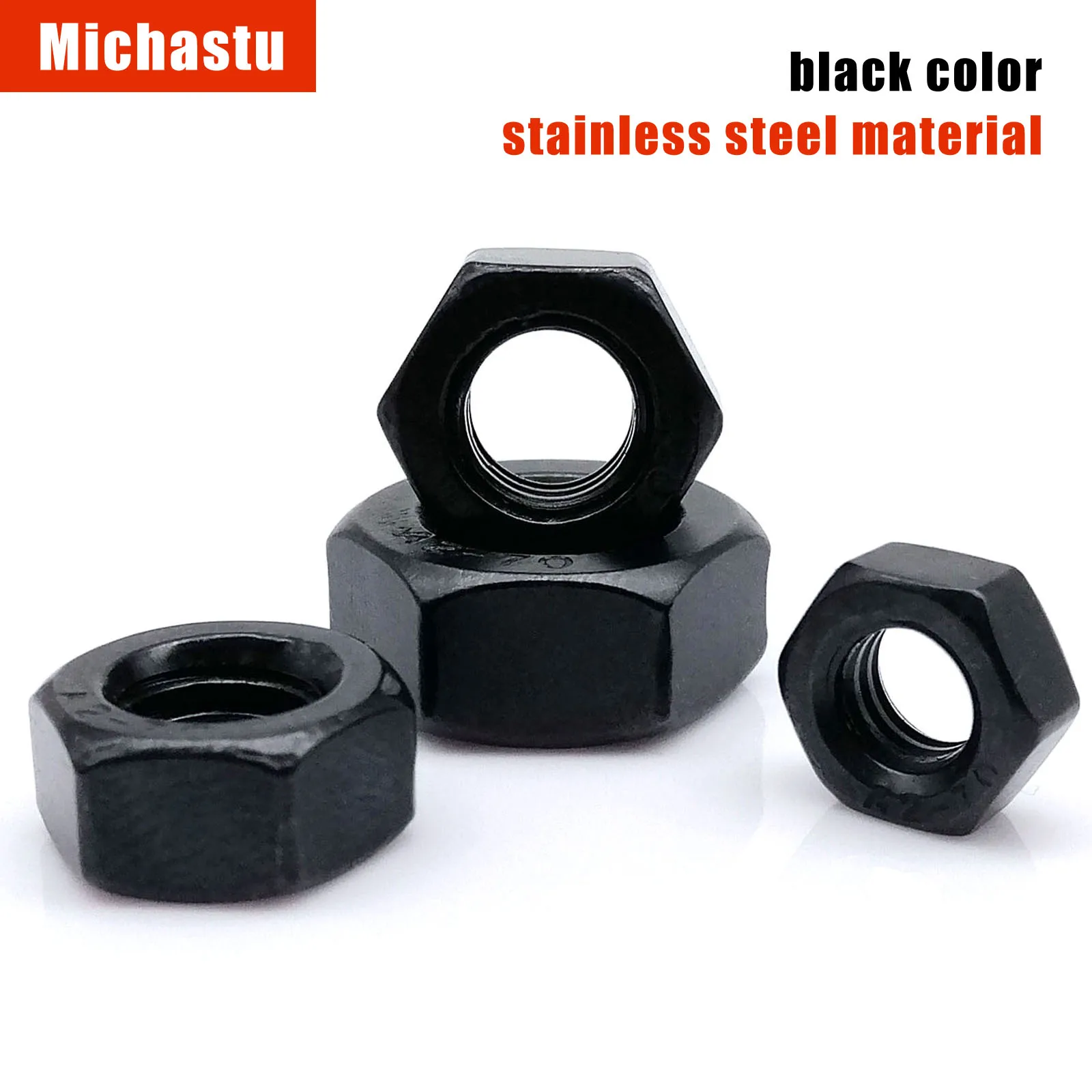 Tuerca-hexagonal-de-acero-inoxidable-superficie-negra-304-piezas-5-10 ...