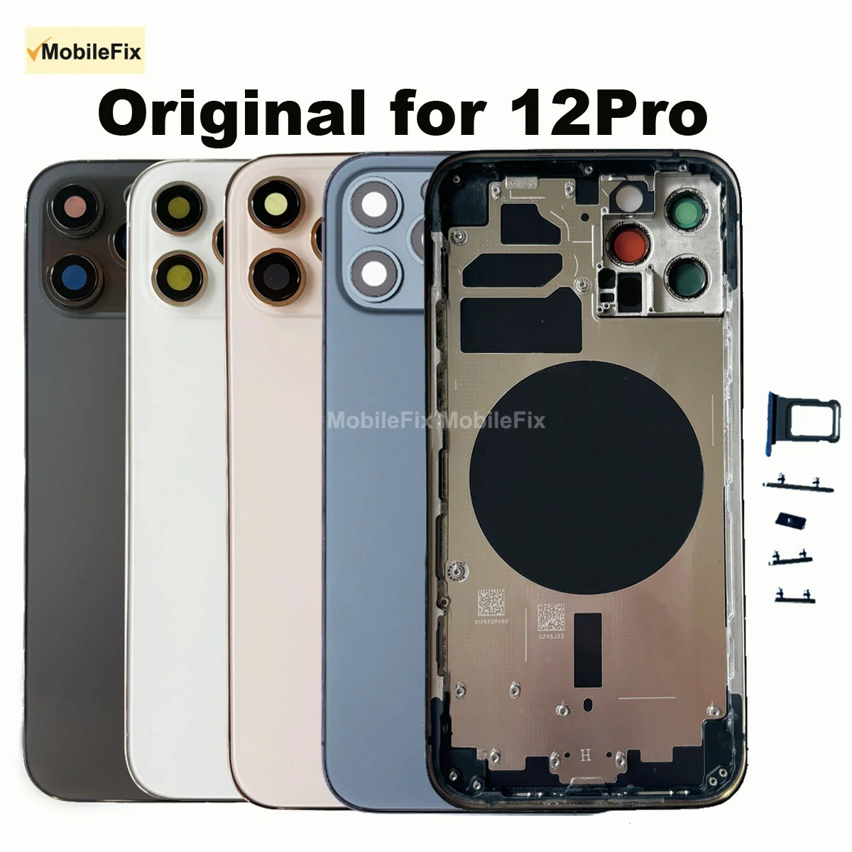 for-iPhone-12-Pro-Back-Housing-Battery-Door-Glass-Cover-Side-Buttons ...
