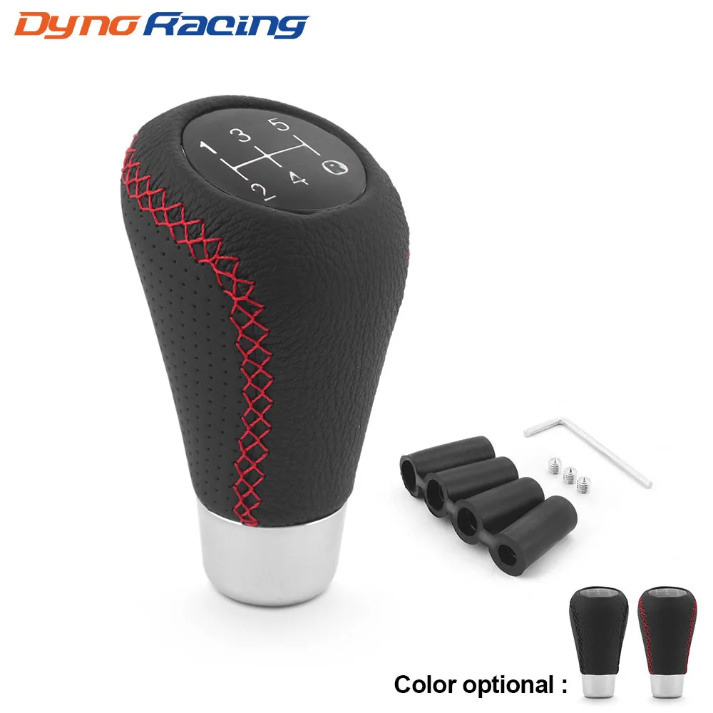 Universal-5-Speed-Gear-Shift-Knob-Manual-Leather-Red-Stitch-M8-M10-M11 ...