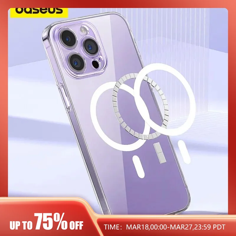 Baseus-Capa-Magn-tica-Transparente-para-iPhone-Suporte-de-Carregamento-Sem-Fio-Capa-Protetora-15 ...