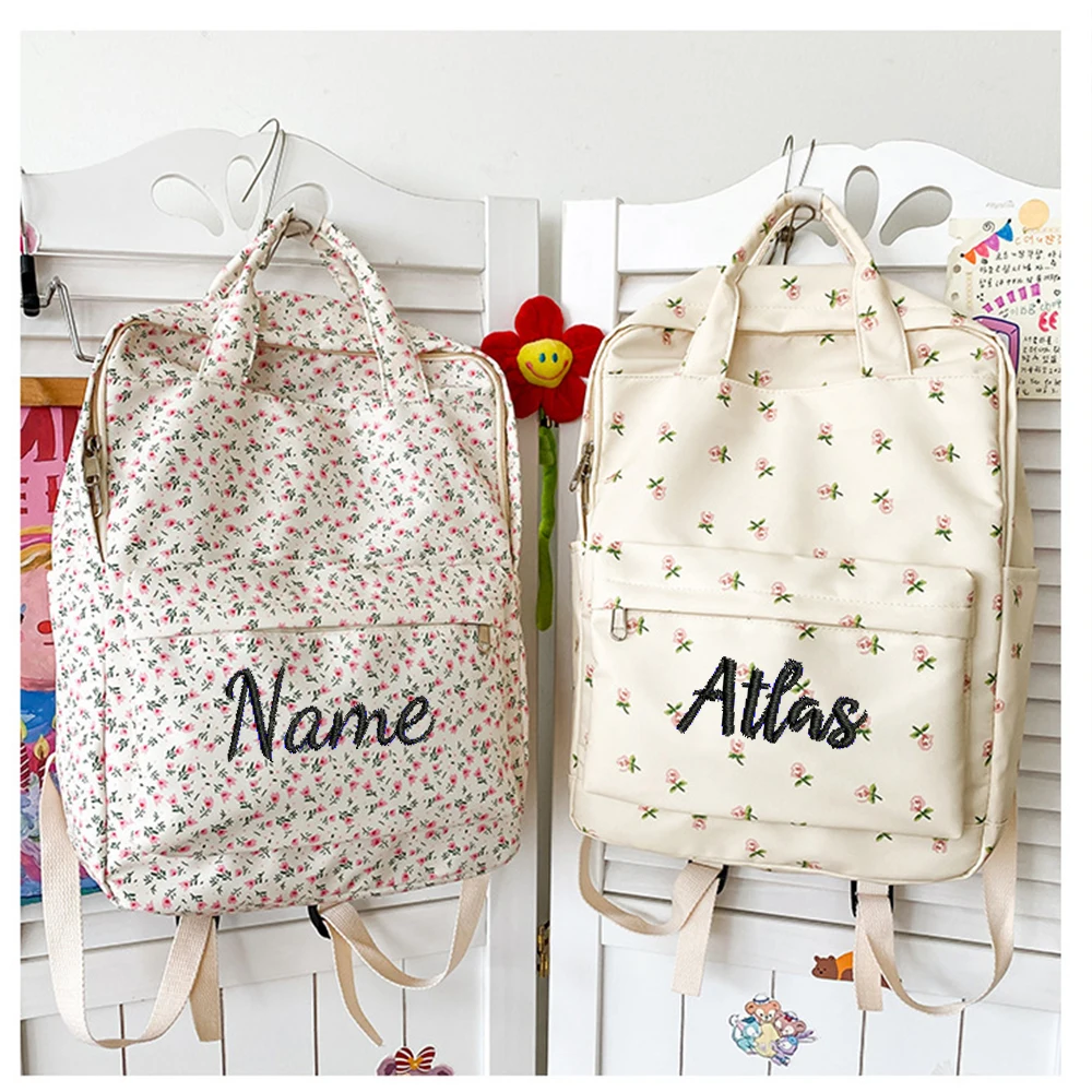 Personalized-Floral-Backpack-For-Sweet-Girls-Lightweight-High-School ...