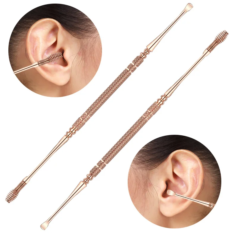 1Pcs Rose Gold Stainless Steel Spiral Earpick Ear Scoop Earwax Digging ...