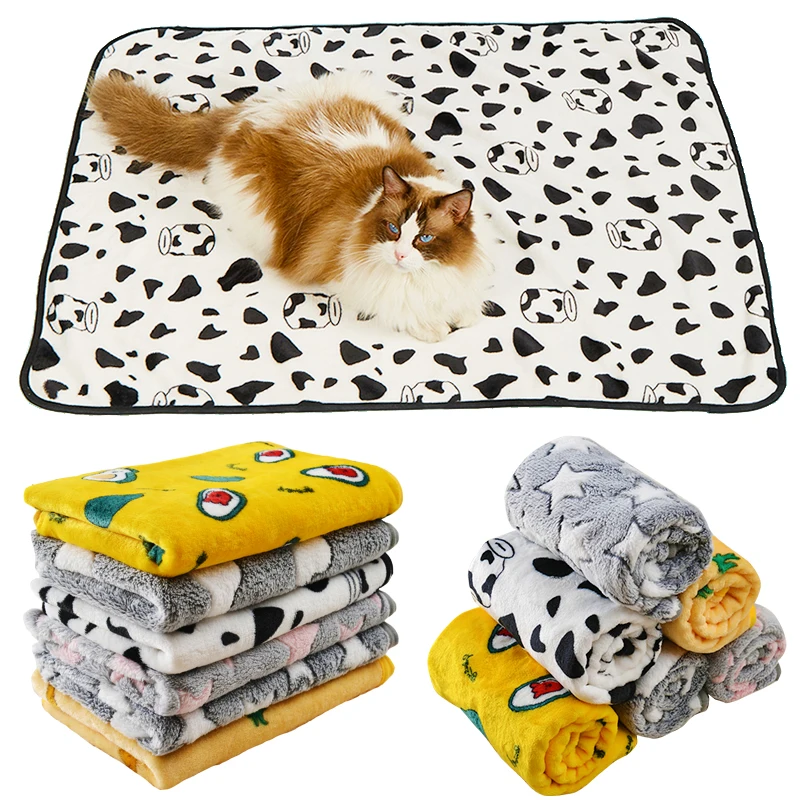 Cartoon-Print-Soft-Cozy-Cat-Bed-Mat-Blanket-Winter-Warm-Mattress-Pet ...