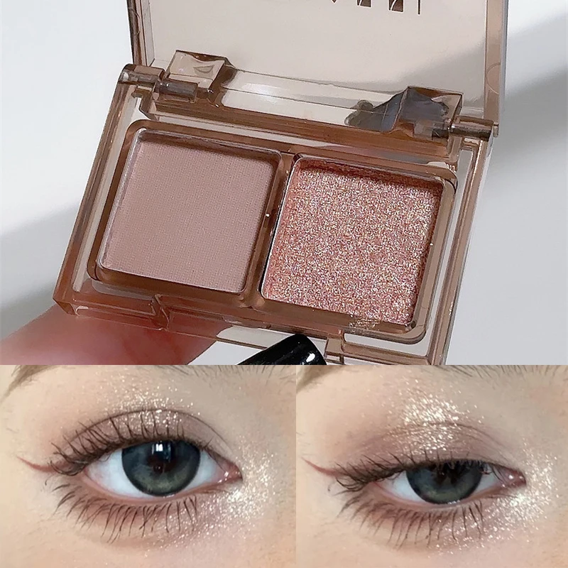 Two-colors-Eyeshadow-Palette-Rose-Pink-Black-Color-Pearl-Matte-Glitter ...