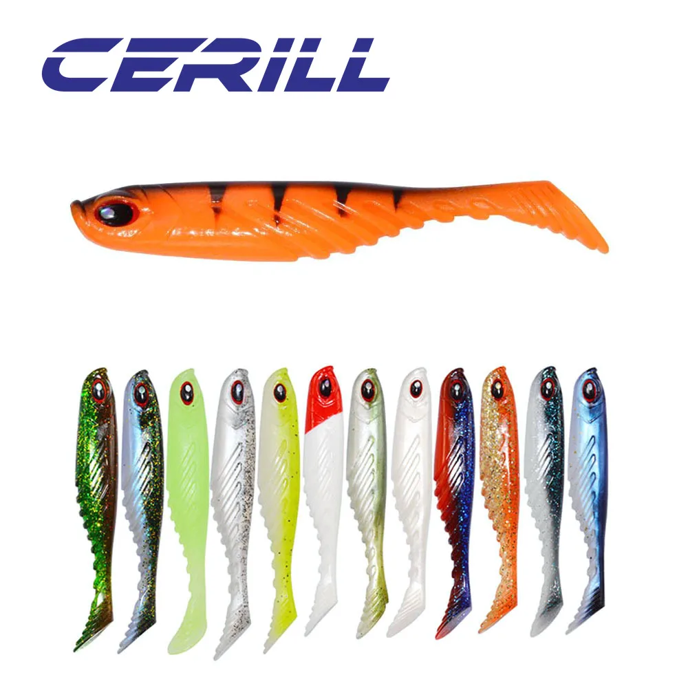 Cerill 5 PCS 75mm 3.2g 3D Eyes Soft Worm Lure Silicone Bait Sea ...