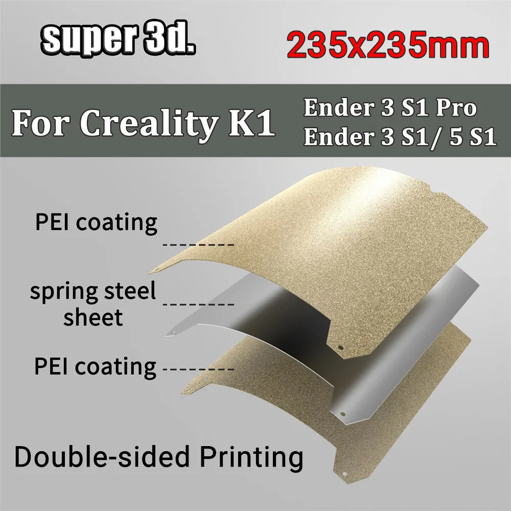 PEI PEO Sheet For Creality K1 Double Side Build Plate 3D Printer Heated Bed For Ender 3 S1/S1 ...