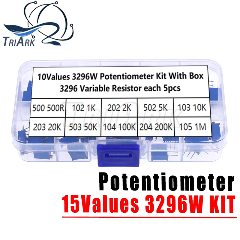 50PCS-Set-Multiturn-Trimmer-3296W-Potentiometer-Kit-3296-Variable ...