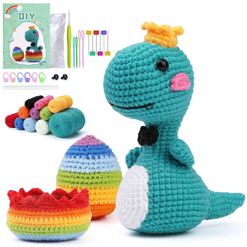 Children-Gifts-Handmade-DIY-Crochet-Kit-Dinosaur-And-Egg-Woolen-Yarn ...